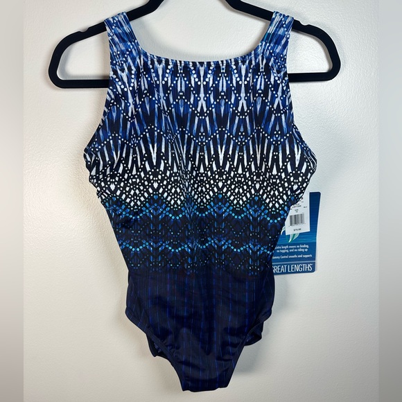 Great Lengths | Swim | Great Lengths Blue And White Swimsuit With Extra ...